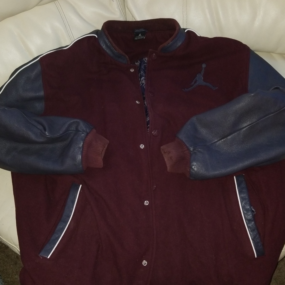 Vintage Jordan Varsity Jacket With Leather Sleeves - Gem